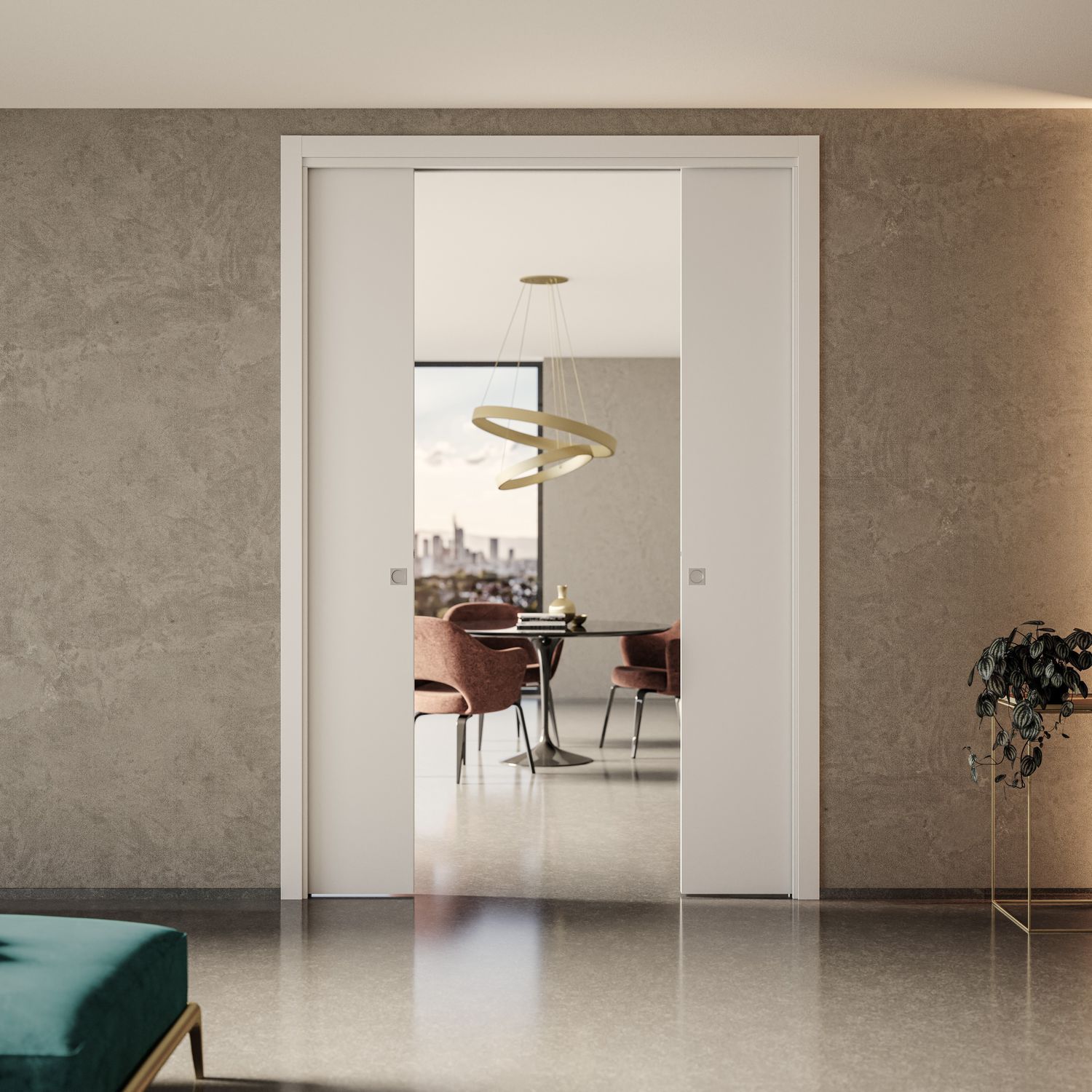 Interior door - Evolution - Ermetika - wooden / sliding / contemporary