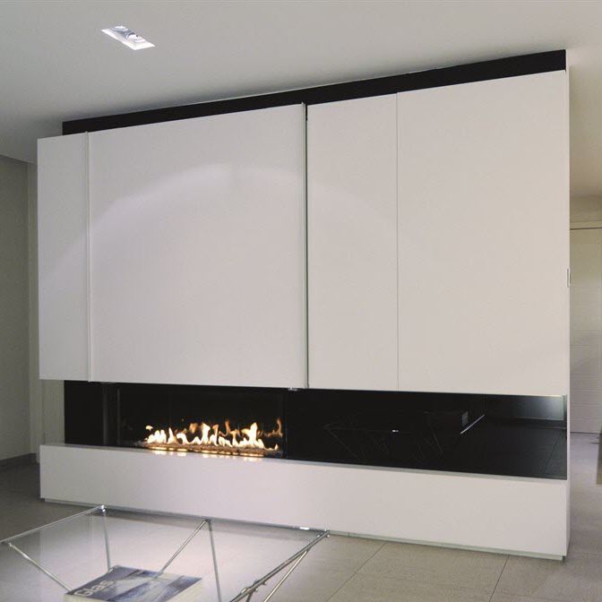 Wood-burning fireplace - LUNA DIAMOND 1150H - M-Design - gas / built-in ...