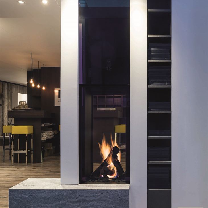 Gas fireplace - TRUE VISION 550 DV - M-Design - wall-mounted / Single ...