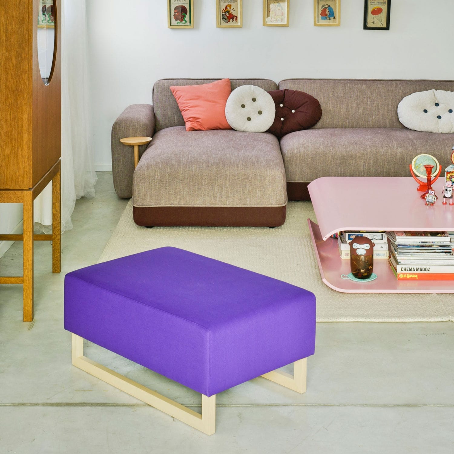 Contemporary ottoman - MOON - SANCAL - fabric / upholstered / indoor