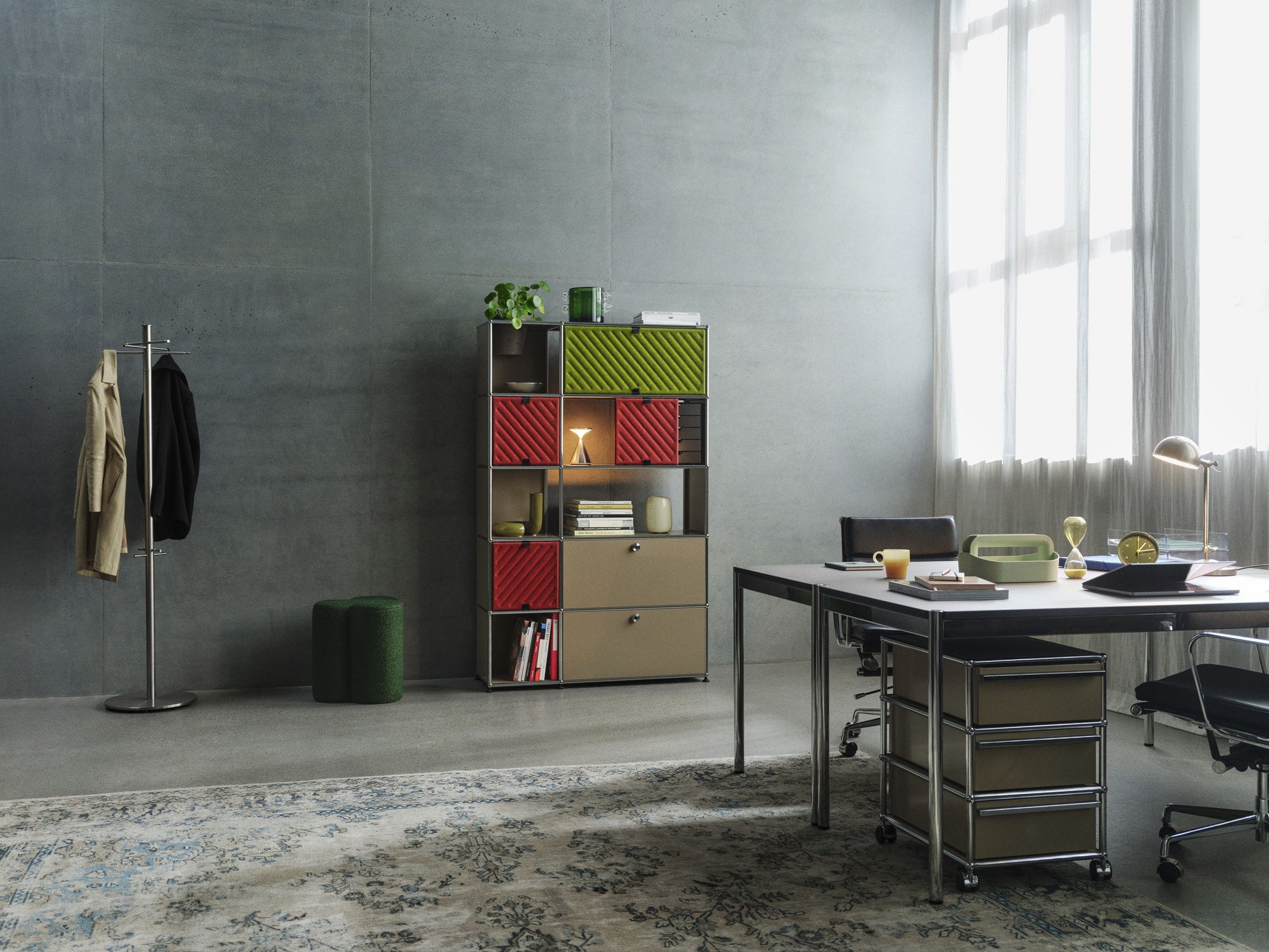 Modular shelves - USM Haller Soft Panel – Red and Green - USM Modular ...