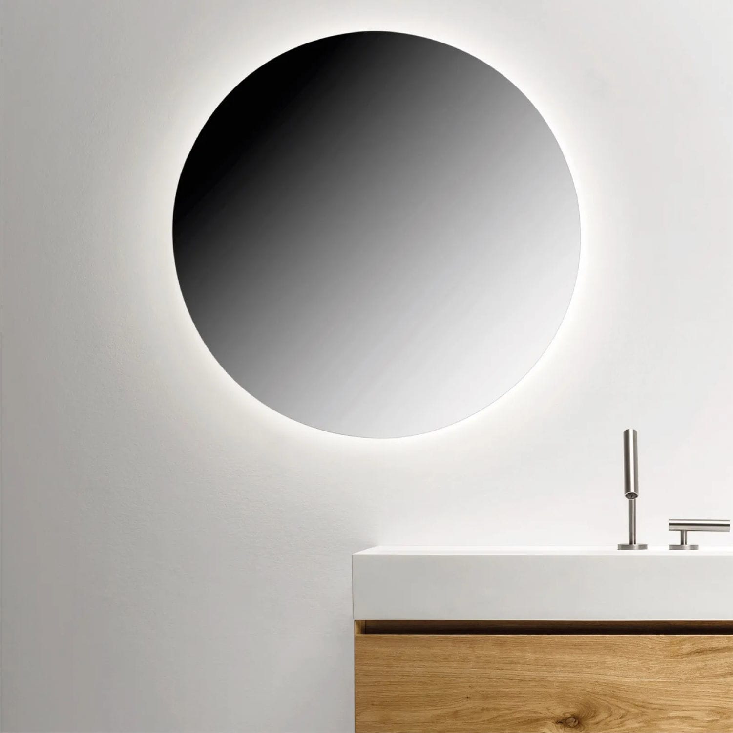 Wall-mounted bathroom mirror - FALPER - contemporary / round / steel