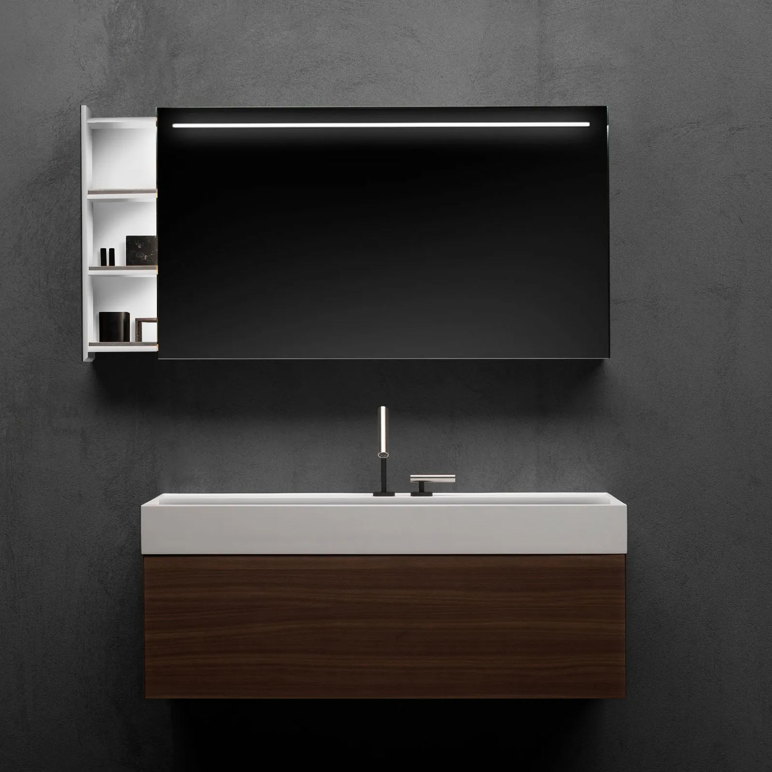 Bathroom mirror cabinet with built-in lighting - SLIDE - FALPER ...