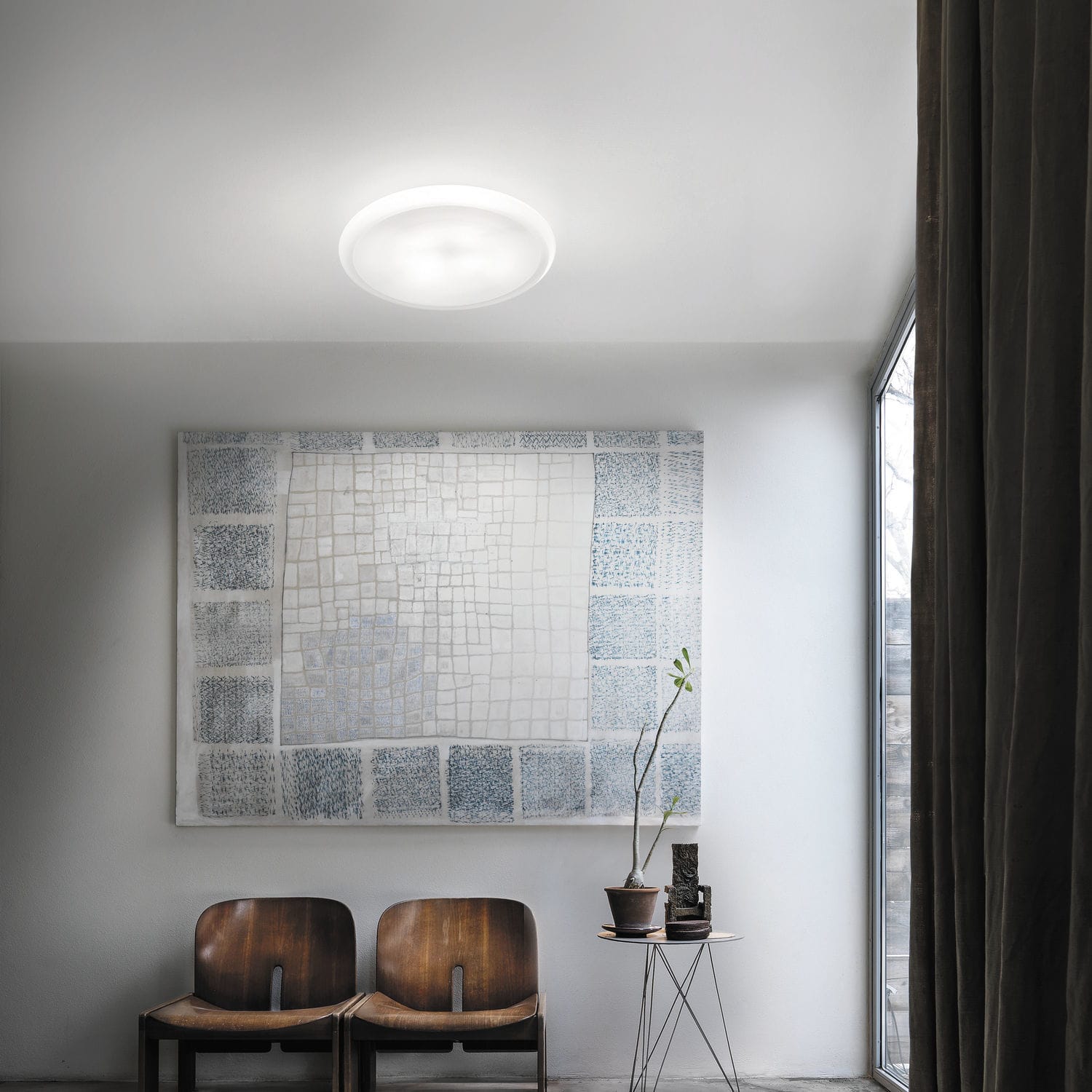 Contemporary ceiling light - POD - Vistosi - round / glass / LED