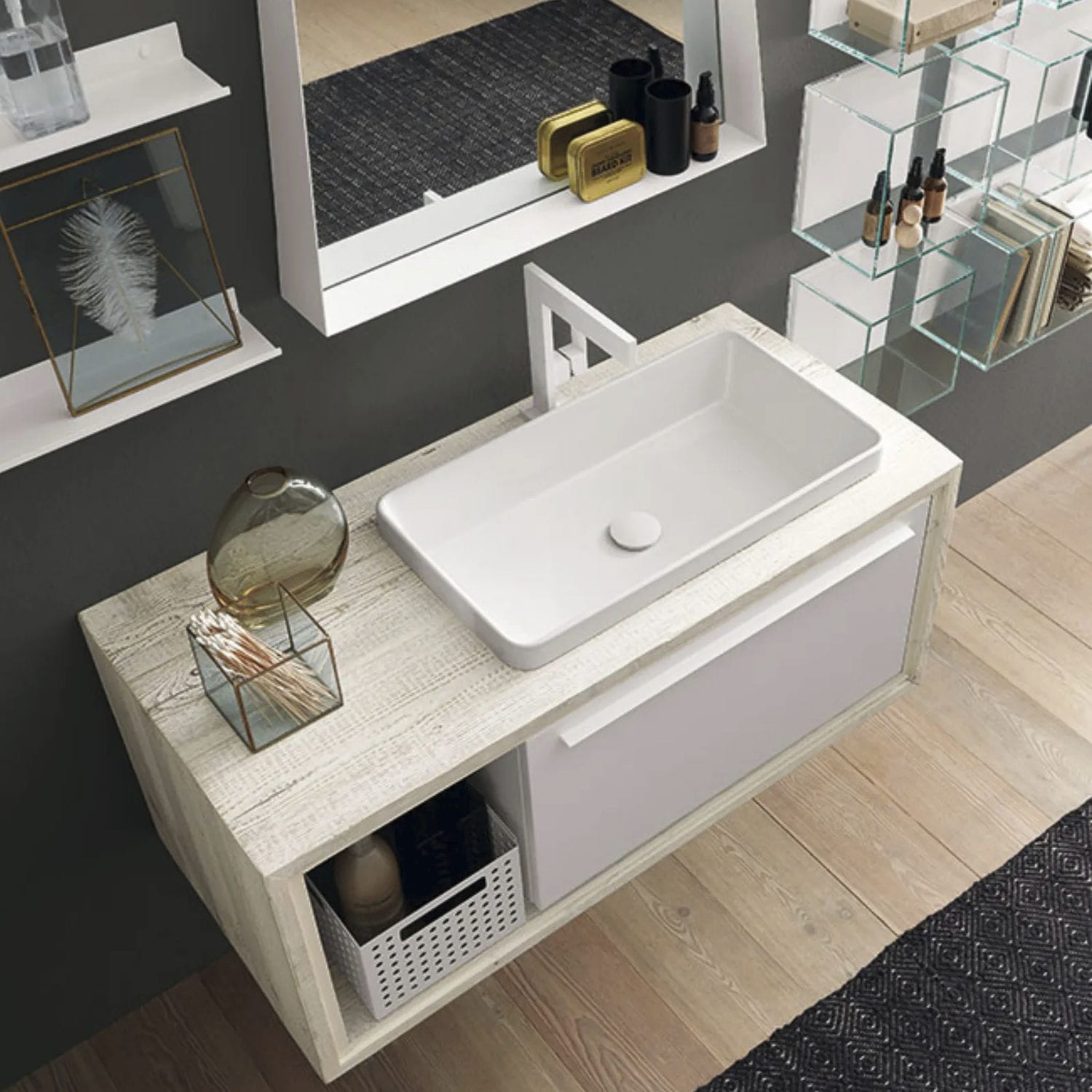 Contemporary bathroom cabinet - WOOD 03 - ARCHEDA - home / wooden / ceramic