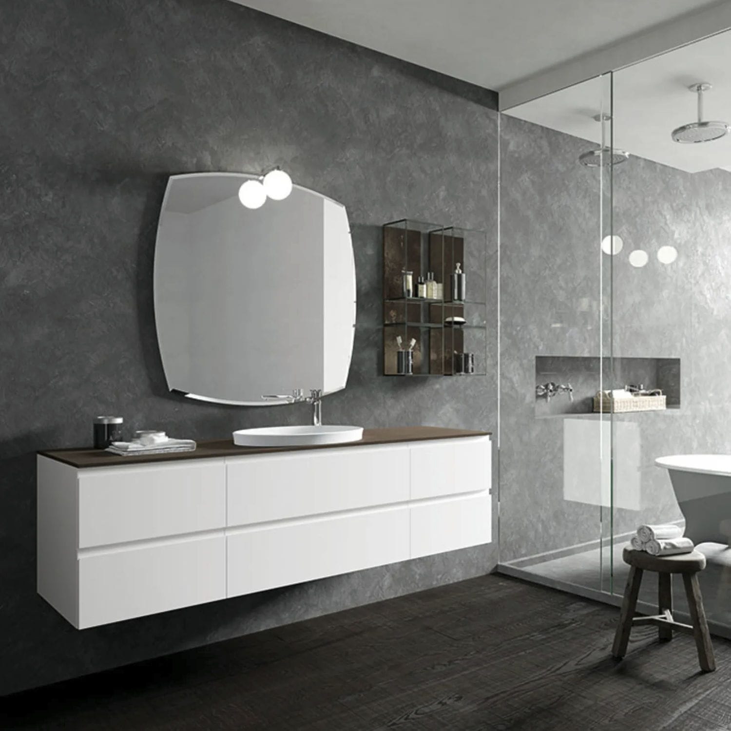 Wall-hung washbasin cabinet - GOLA 09 - ARCHEDA - HPL / glass ...