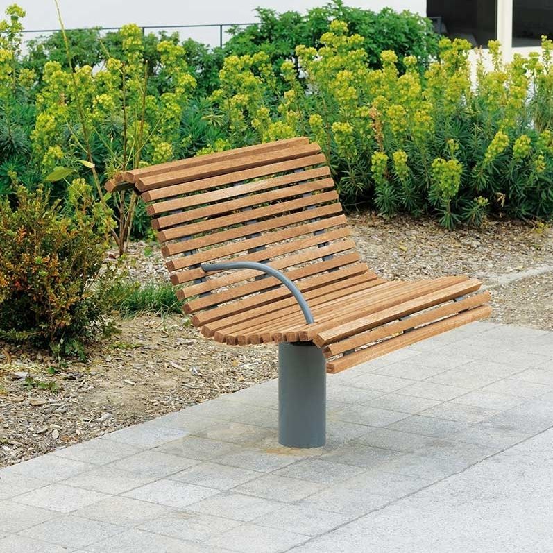 Contemporary public bench - VENISE - AREA - wooden / steel / with backrest