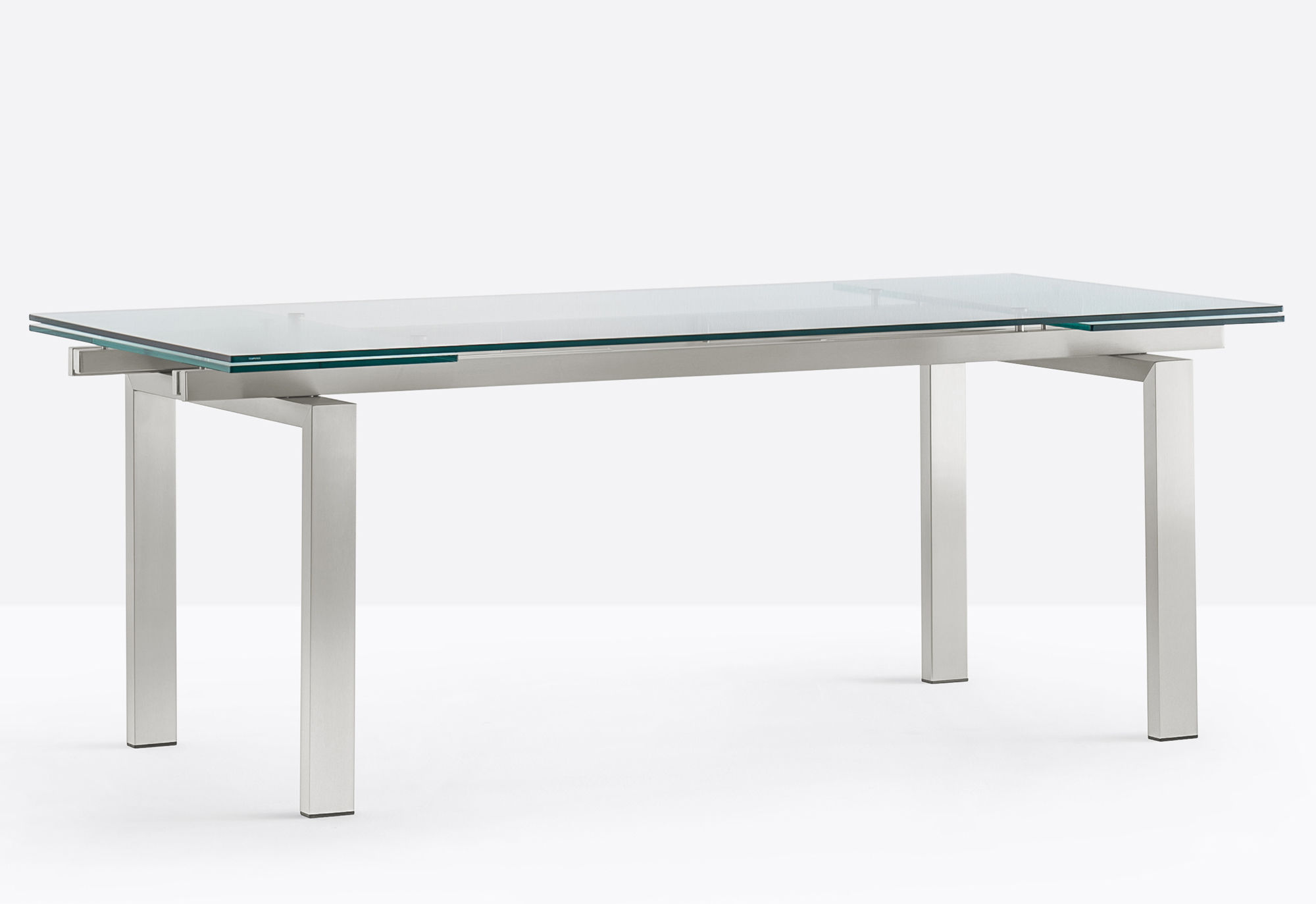 Contemporary table - MAGIC TM - PEDRALI - glass / stainless steel base ...