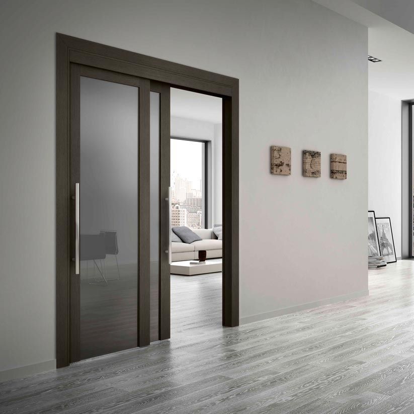 Interior door - ROMAGNOLI - wooden / sliding / pivoting with offset axis