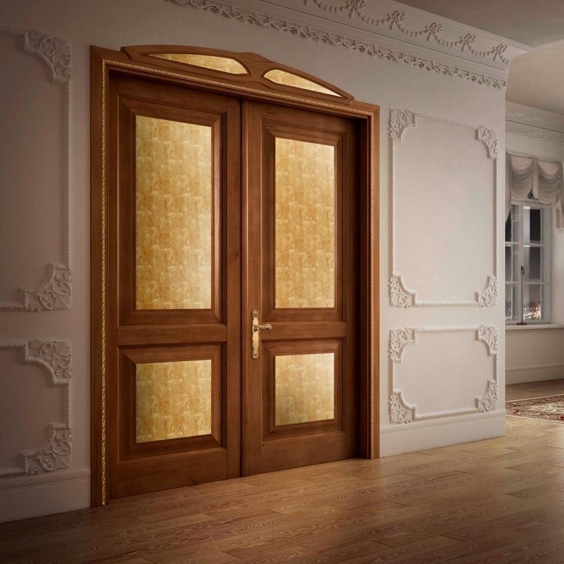 Wooden door - PRESTIGE - ROMAGNOLI - interior / leather / swing