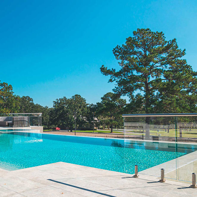 Overflow swimming pool - INFINITY - Rosa Gres - custom / invisible grid ...