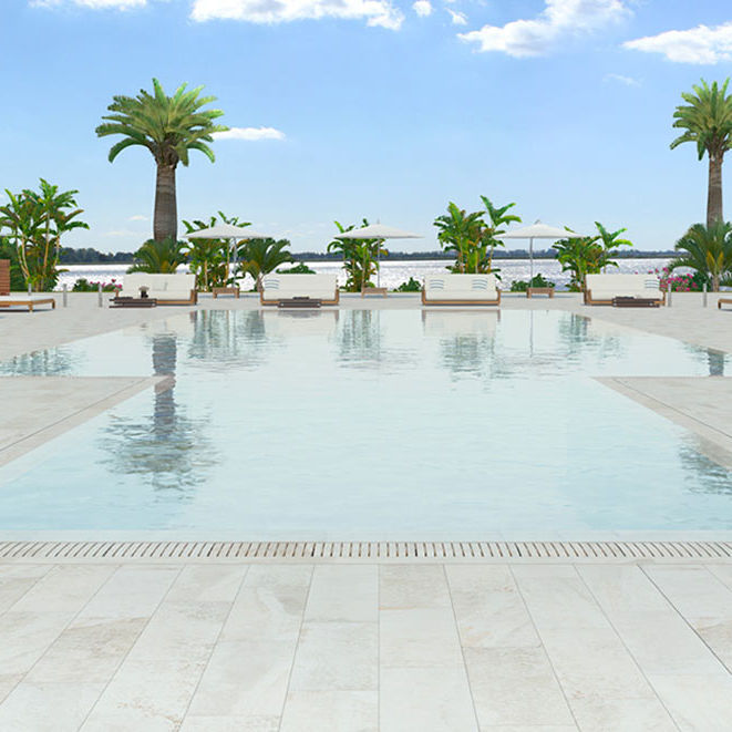 Overflow swimming pool - SYSTEMS S9 - Rosa Gres - prefab / integrated ...