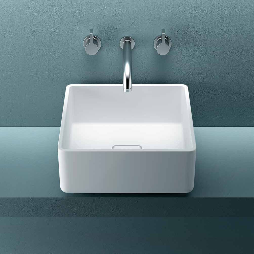 Countertop washbasin - TRIADE EVOLUTION 3 - PLANIT - Corian® / square / without hole