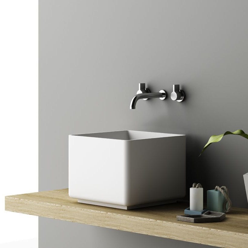 Countertop washbasin - TRIADE 3 - PLANIT - Corian® / custom / square