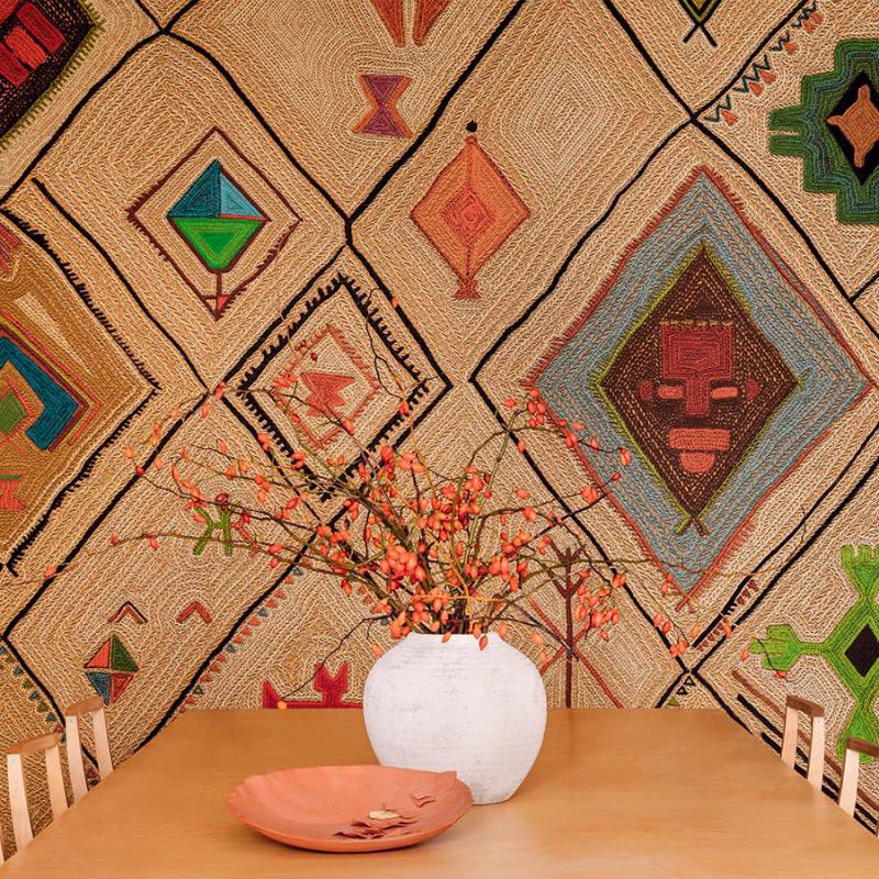 Contemporary wallpaper - Hydra - Elitis - vinyl / patterned / fabric look