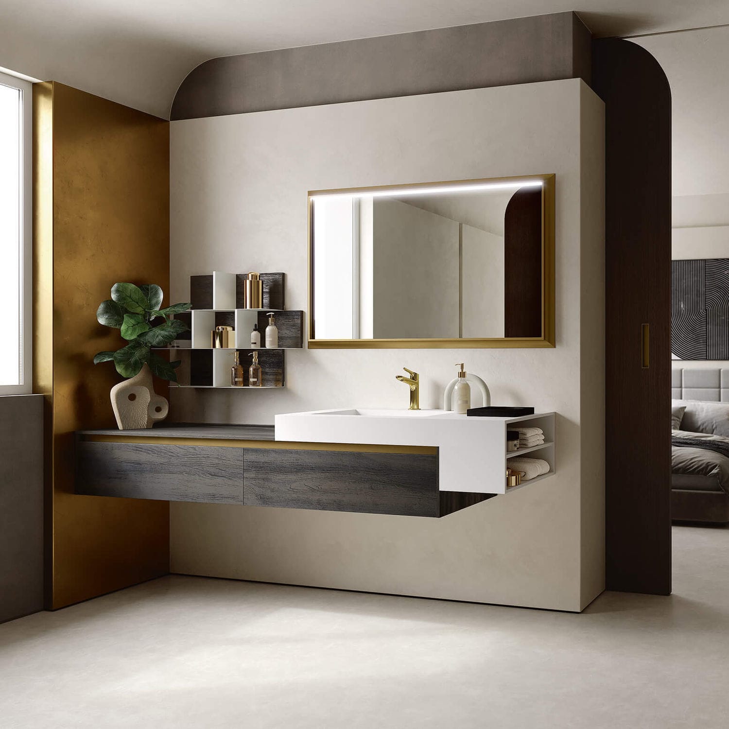 Wall-hung washbasin cabinet - SW104 - RAB ARREDOBAGNO - wooden / HPL ...