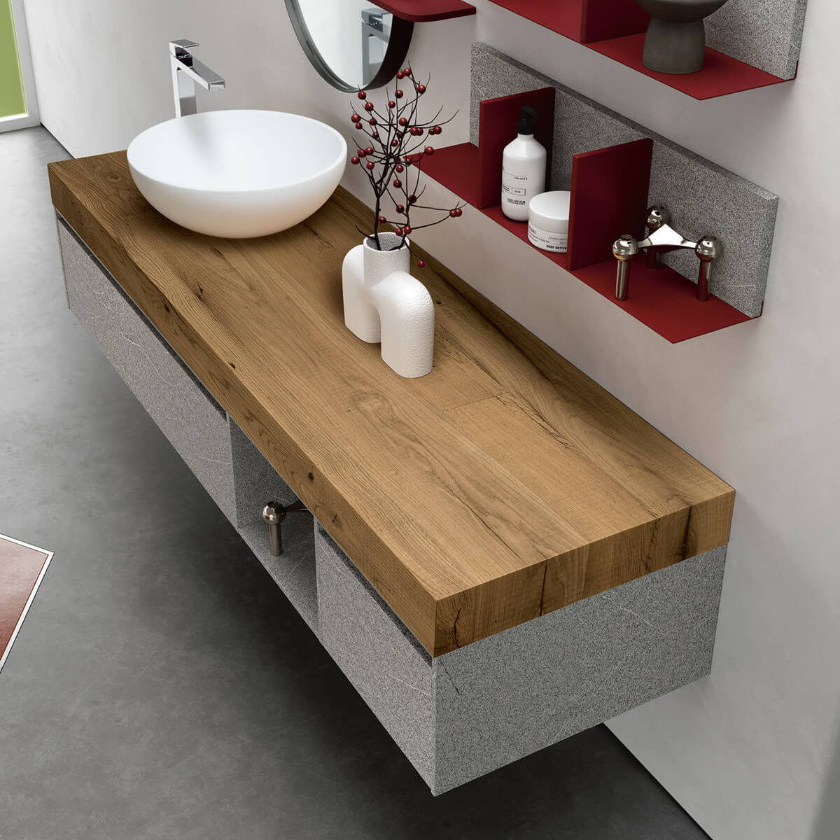 Wall-hung washbasin cabinet - SW106 - RAB ARREDOBAGNO - wooden / HPL ...