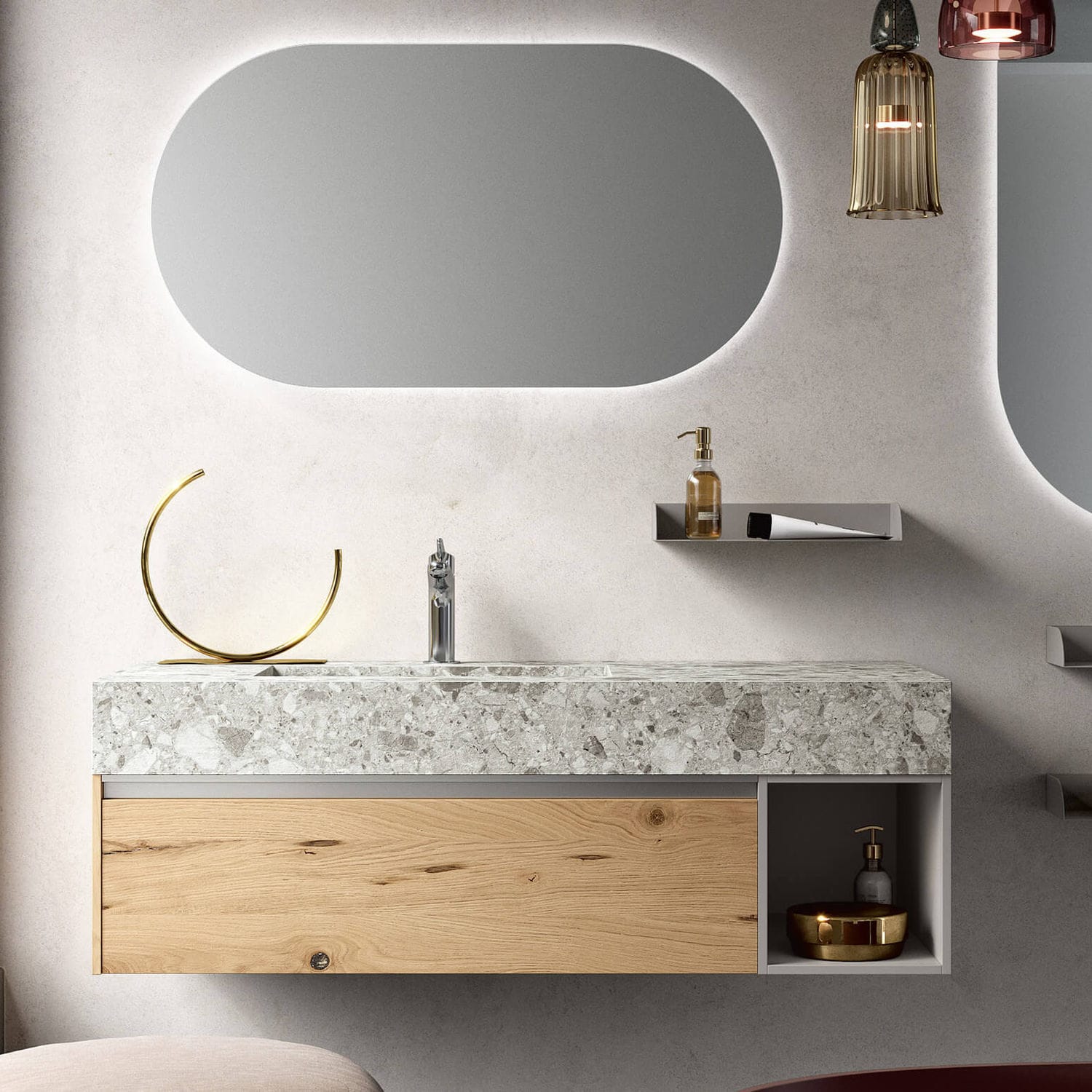 Wall-hung washbasin cabinet - SW107 - RAB ARREDOBAGNO - wooden / HPL ...
