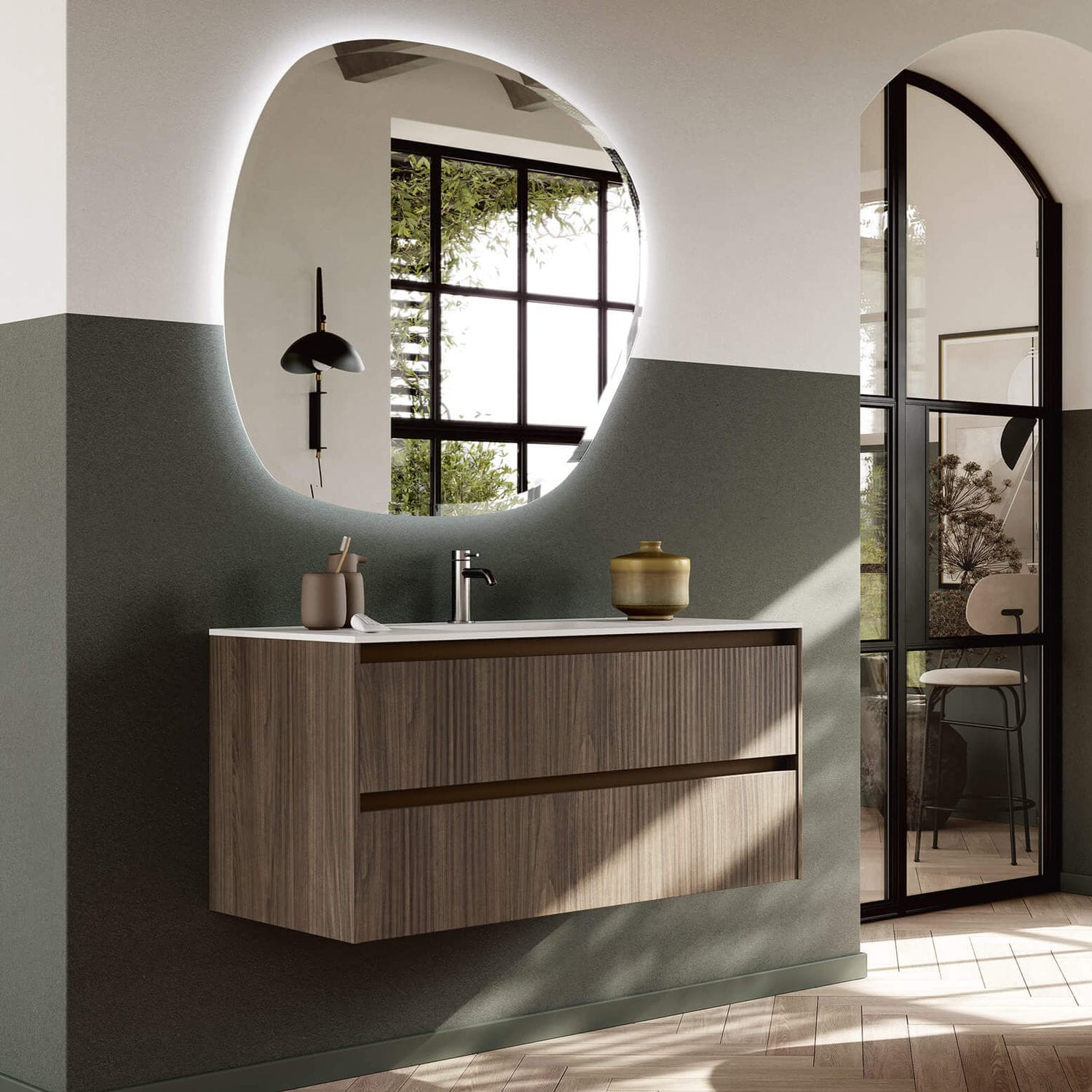 Wall-hung washbasin cabinet - SW111 - RAB ARREDOBAGNO - wooden / HPL ...