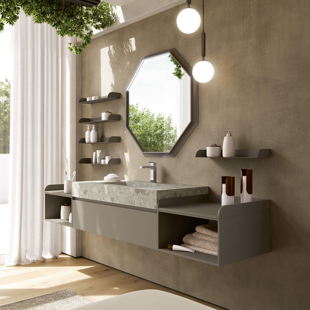Wall-hung vanity cabinet - TR104 - RAB ARREDOBAGNO - HPL / contemporary ...