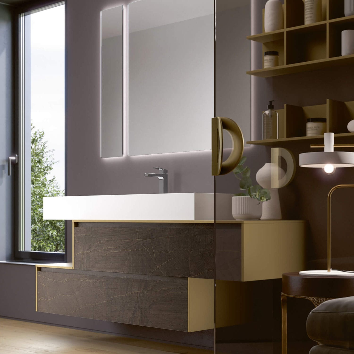 Wall-hung washbasin cabinet - TR106 - RAB ARREDOBAGNO - HPL ...