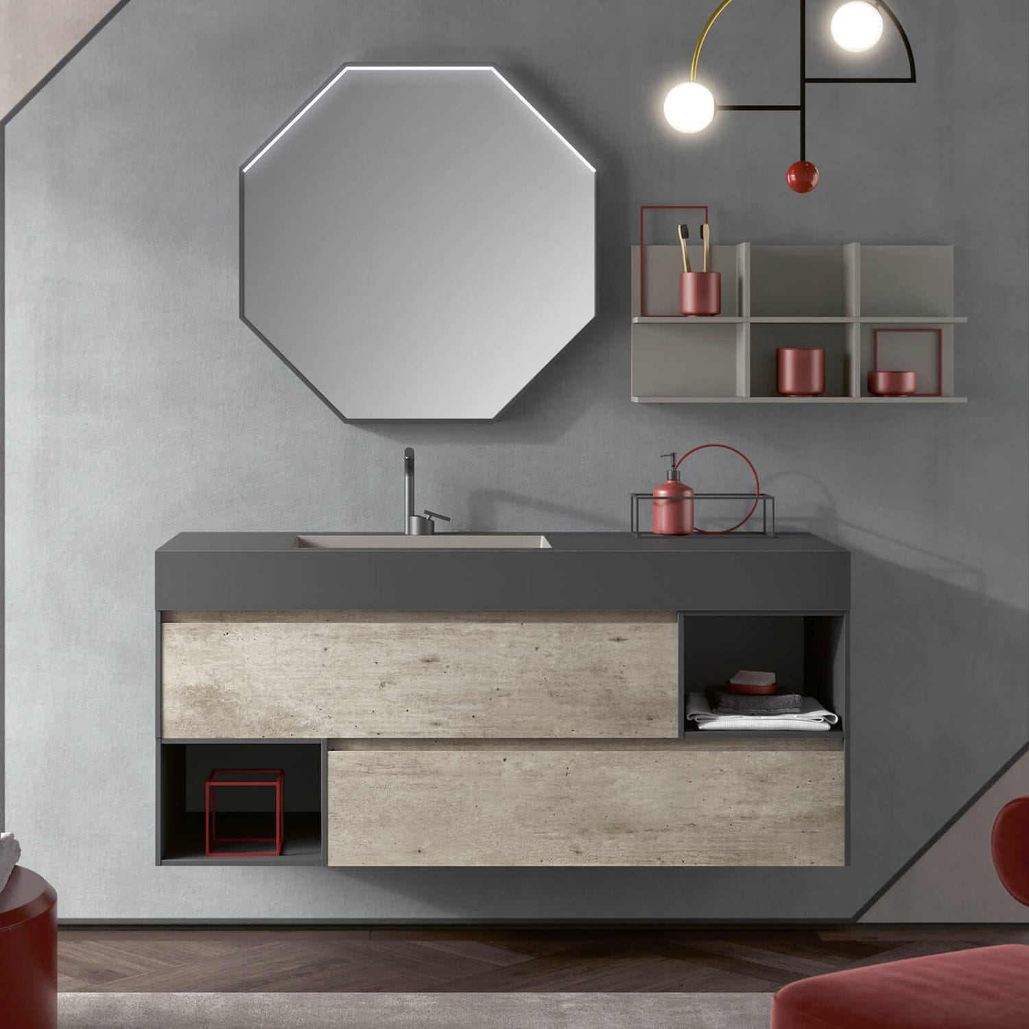 Wall-hung washbasin cabinet - TR112 - RAB ARREDOBAGNO - HPL ...