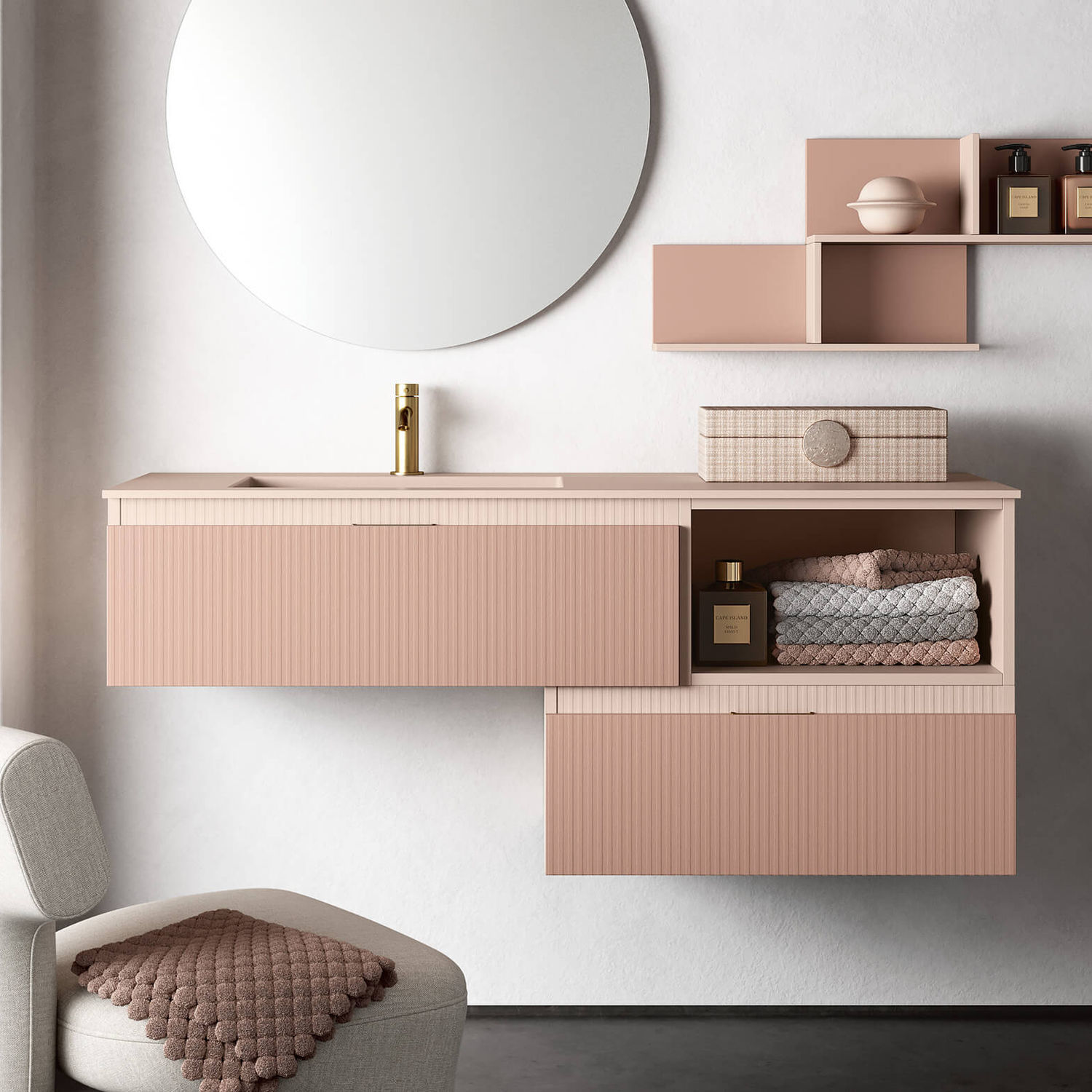 Wall-hung washbasin cabinet - ST100 - RAB ARREDOBAGNO - wooden ...