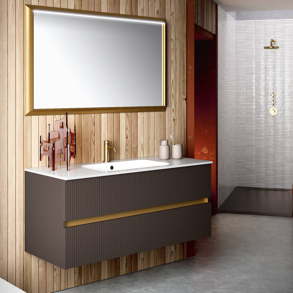 Wall-hung washbasin cabinet - ST102 - RAB ARREDOBAGNO - wooden ...