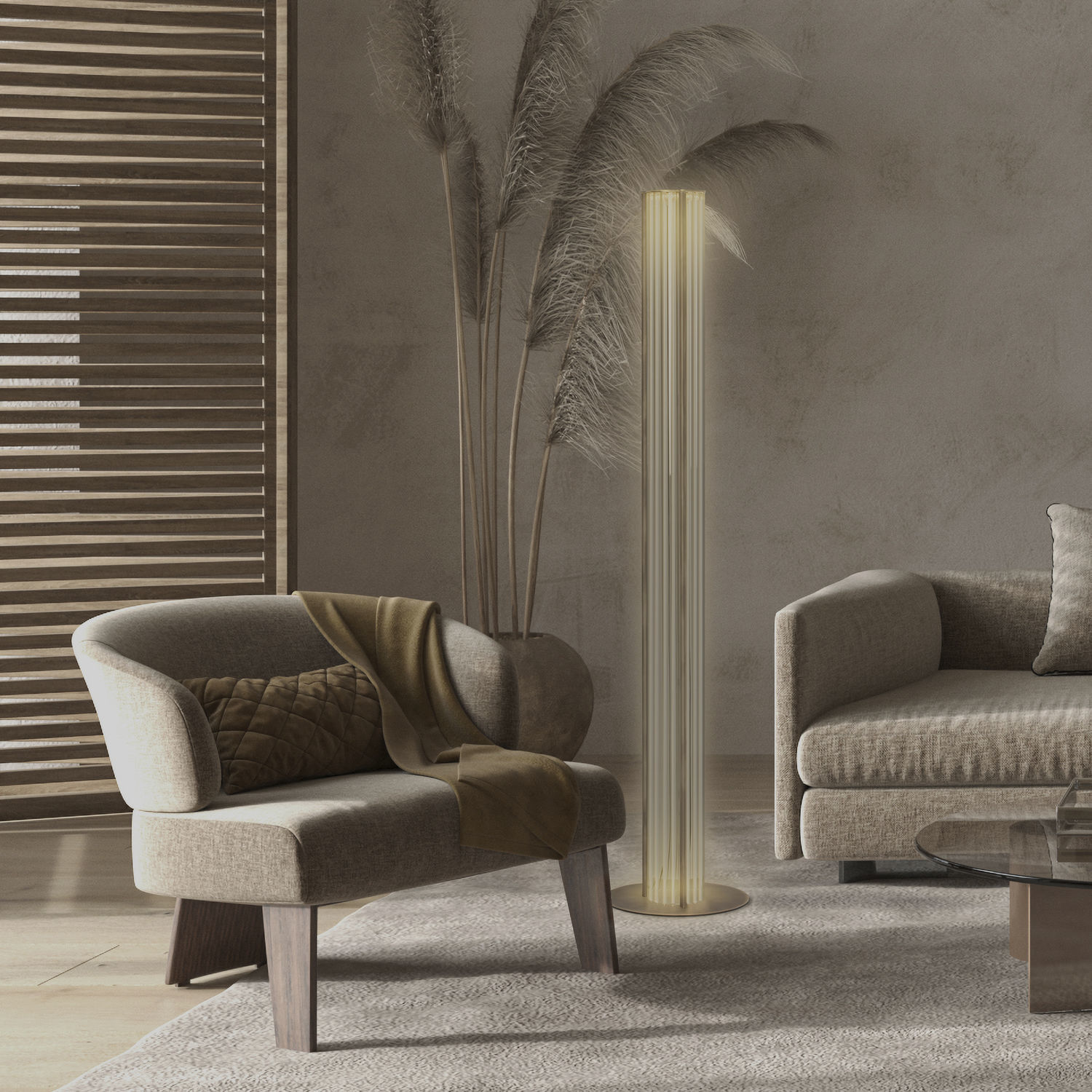 Contemporary light column - TOTEM II - alma light - iron / borosilicate ...