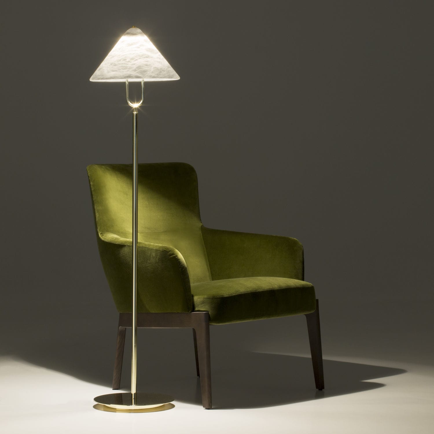 Floor-standing lamp - FUJI - alma light - iron / polished brass / alabaster