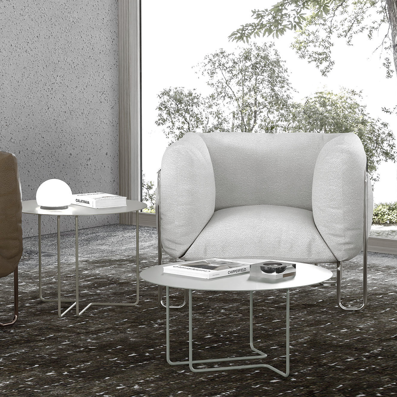 Contemporary side table - FERRO 3 - spHaus - steel / metal base / round