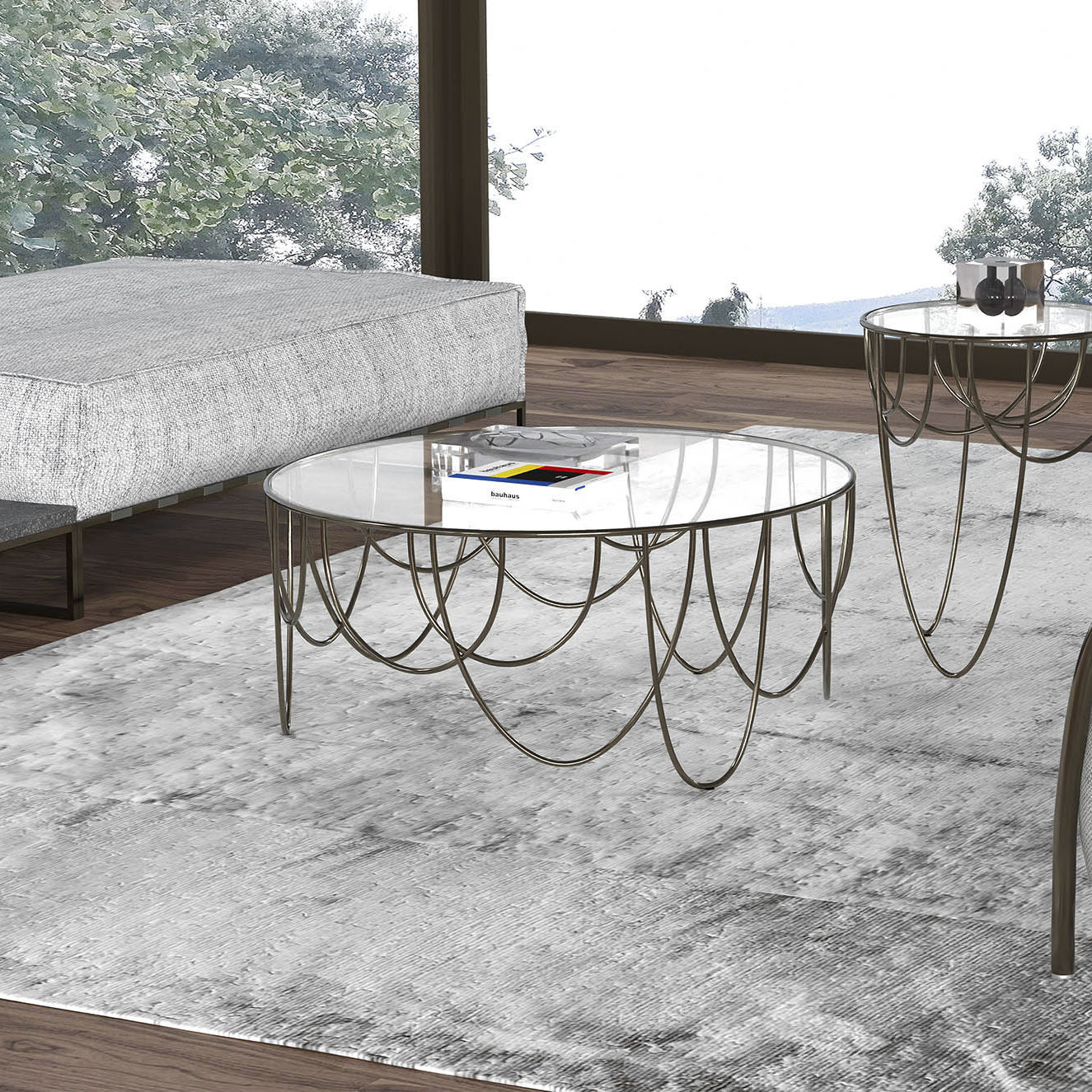 Contemporary coffee table - DRAPERY - spHaus - tempered glass ...