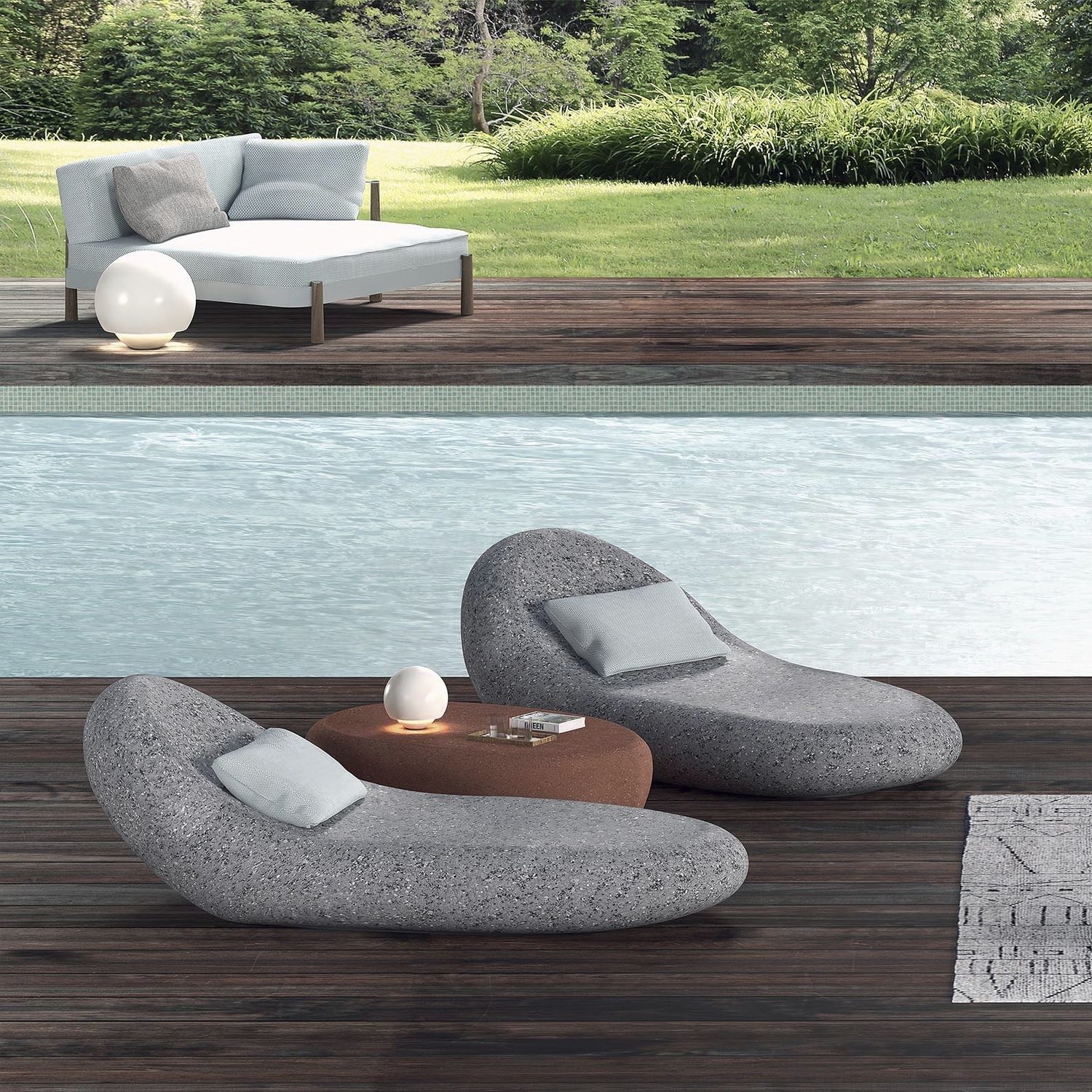 Contemporary sun lounger - FLIRTSTONE - spHaus - concrete / 1-person / gray