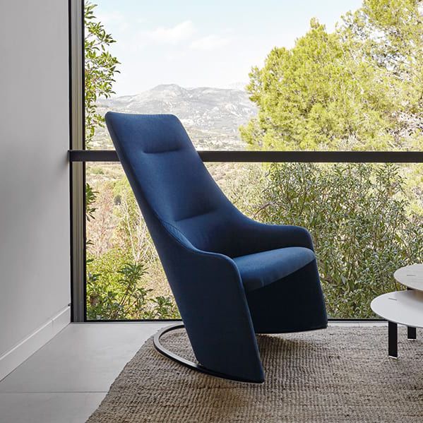 Contemporary armchair - NAGI - Viccarbe - fabric / leather / steel