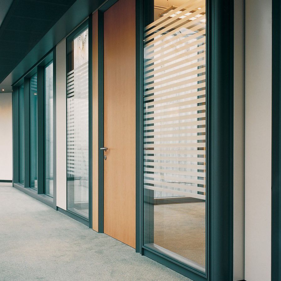 Removable partition - P450 - Arlex - wooden / glazed / commercial