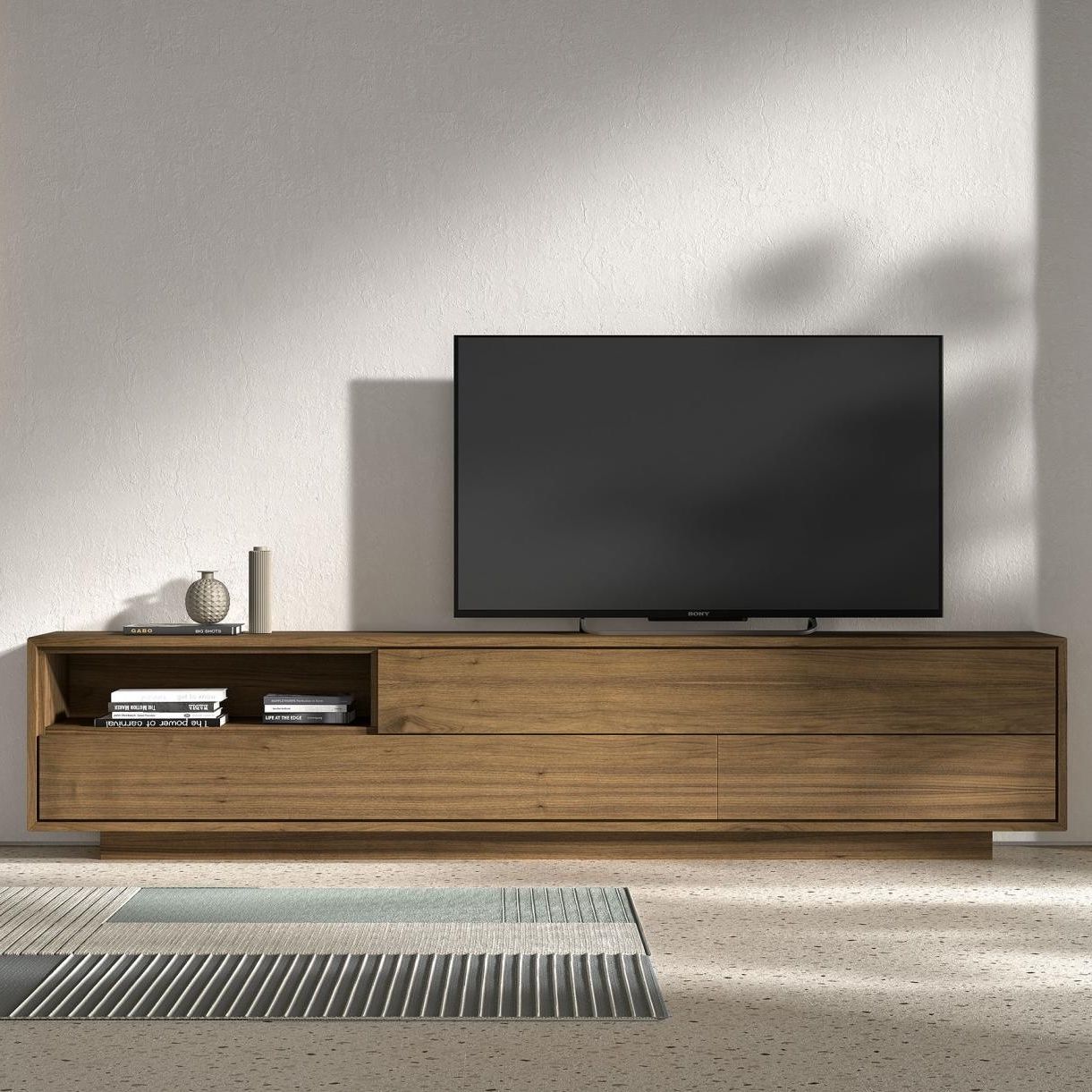 Contemporary TV cabinet - Odeon - Arlex - lowboard / lacquered wood / white