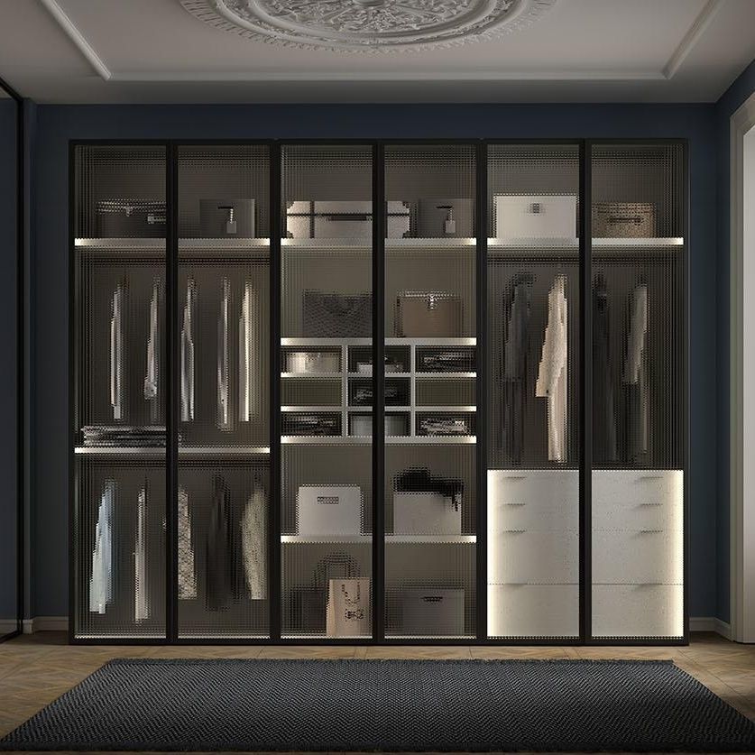 Contemporary wardrobe - Arlex - glass / with swing doors / with glass panel