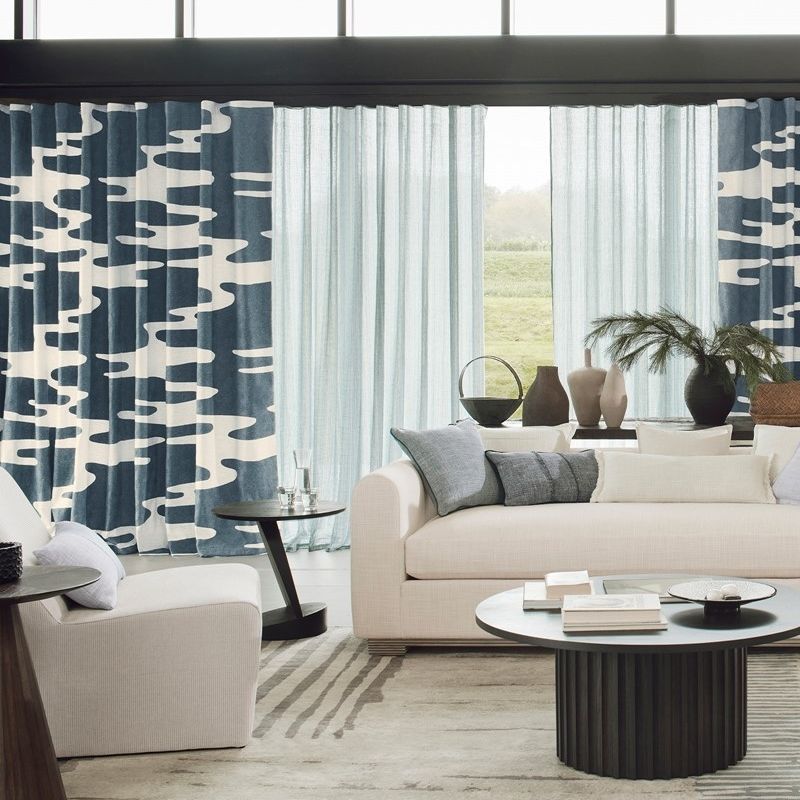 Curtain fabric - HONAMI - Larsen - patterned / polyester / cotton