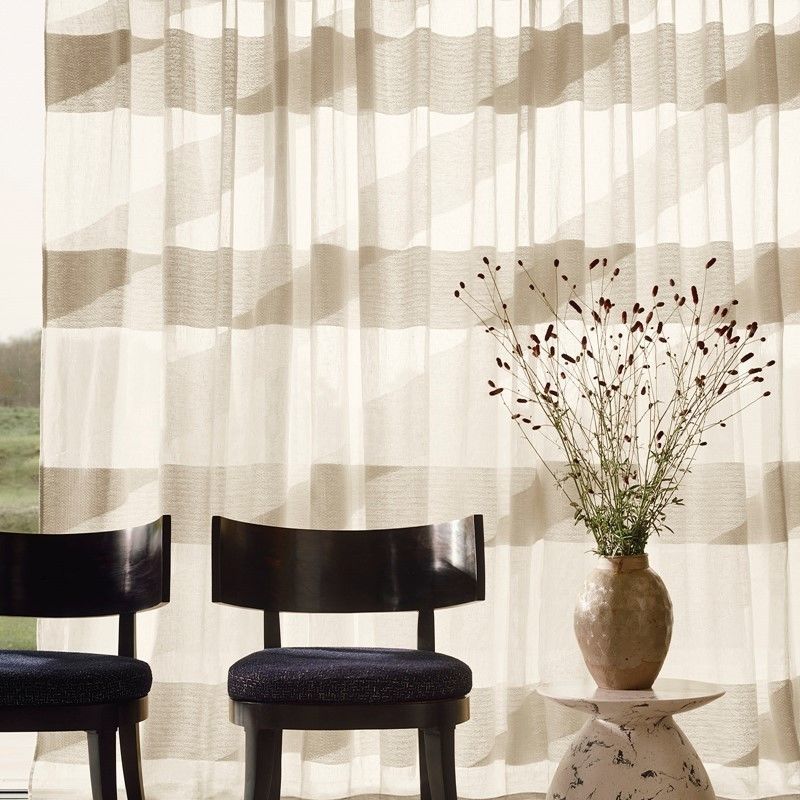 Patterned sheer curtain fabric - OSAO - Larsen - linen / cotton / polyester