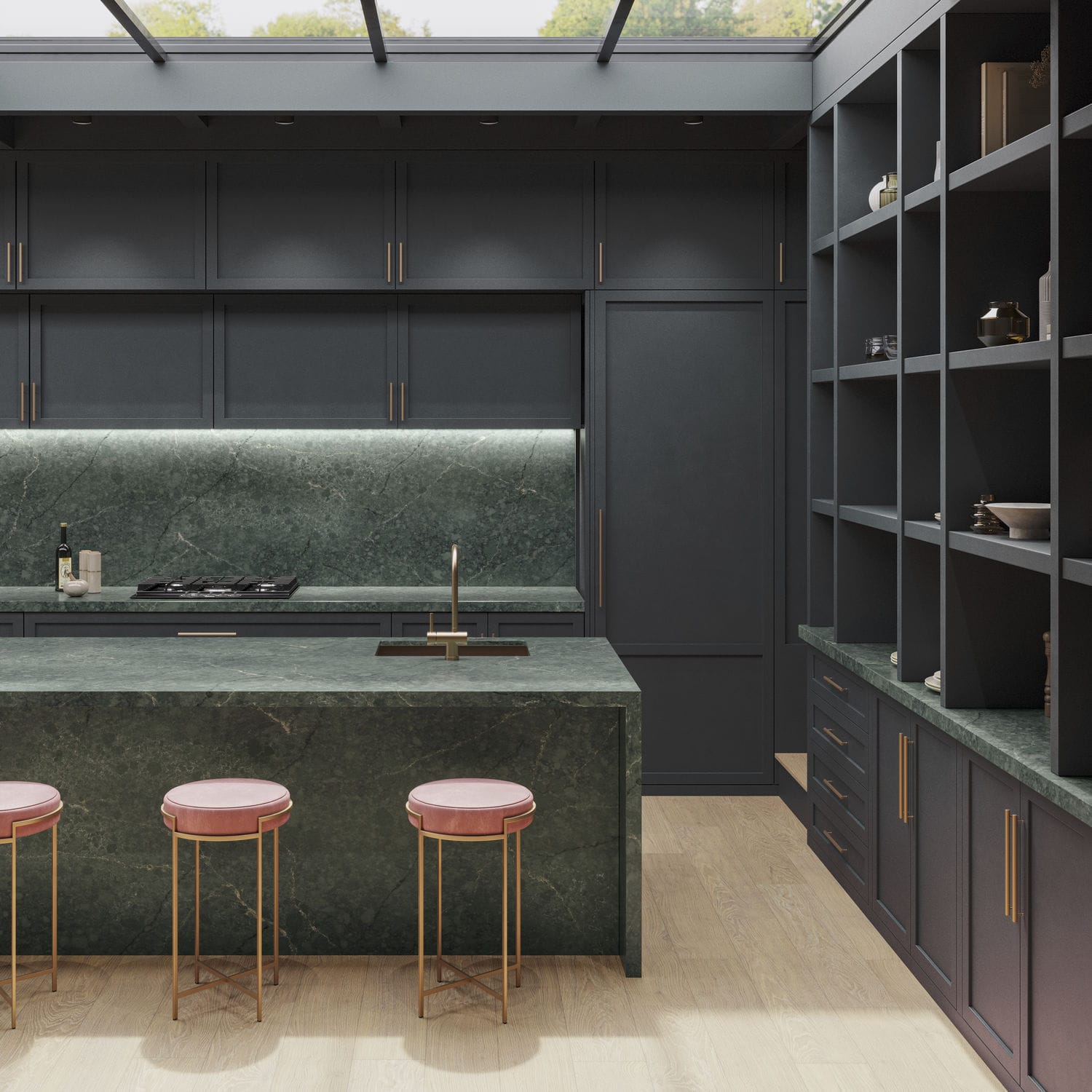 Silestone® countertop - Jardin Emerald - Cosentino - kitchen / green / polished