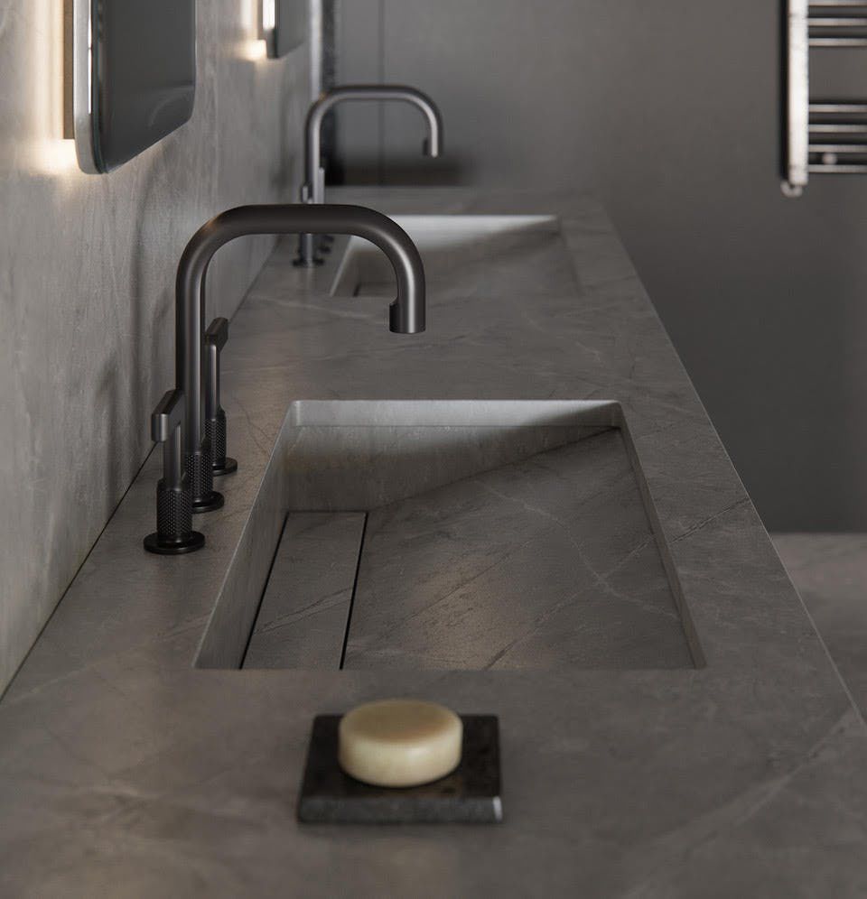 Dekton® washbasin - Cosentino - with counter / double / rectangular