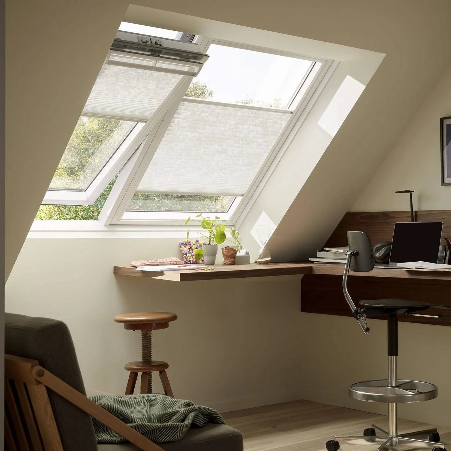 Wooden window - 2 EN 1 - VELUX - glass / fixed / projection