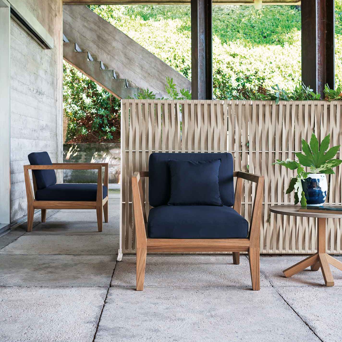 Contemporary armchair - TEKA 010 - RODA - fabric / teak / with ...