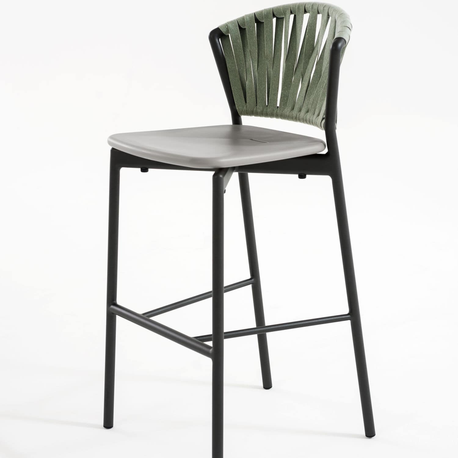 Contemporary bar chair - PIPER 150 - RODA - outdoor / aluminum / teak