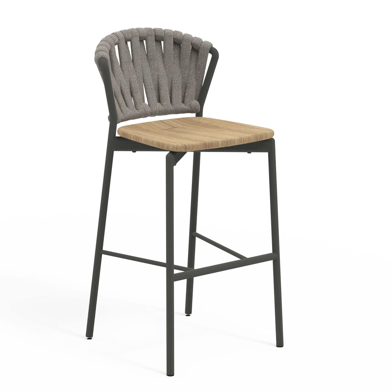 Contemporary bar chair - PIPER 250 - RODA - outdoor / aluminum / teak
