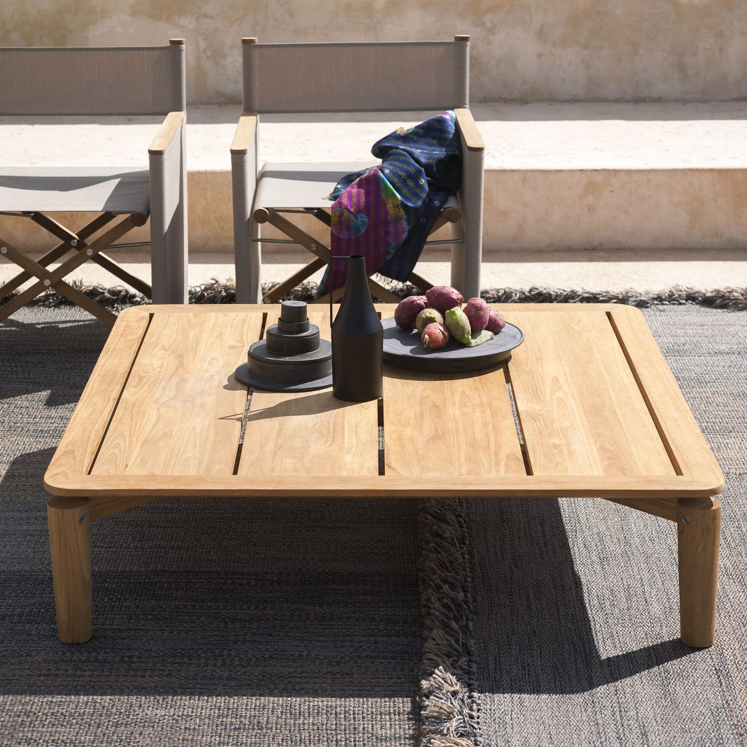 Contemporary coffee table - LEVANTE 012 - RODA - teak / teak base / square