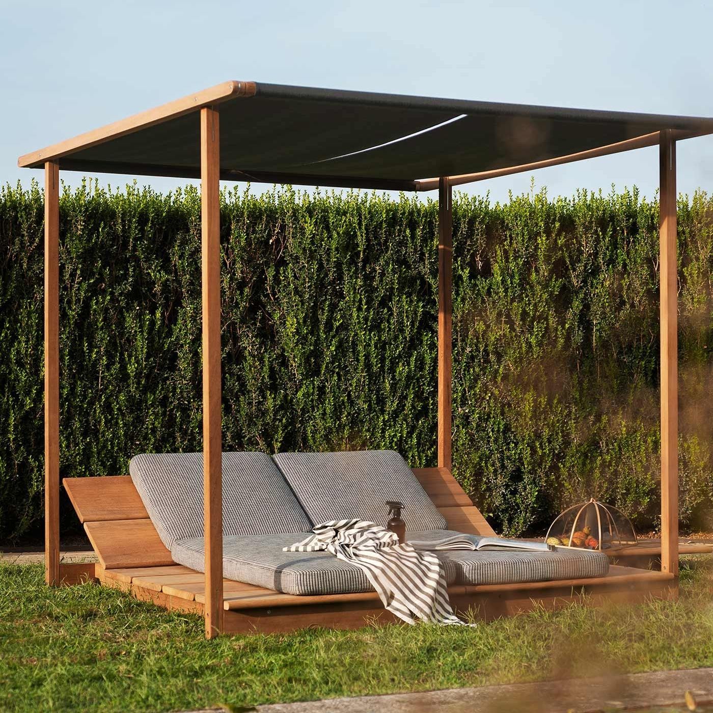 Iroko gazebo - EOLIE 010 - RODA - fabric roof / wooden frame