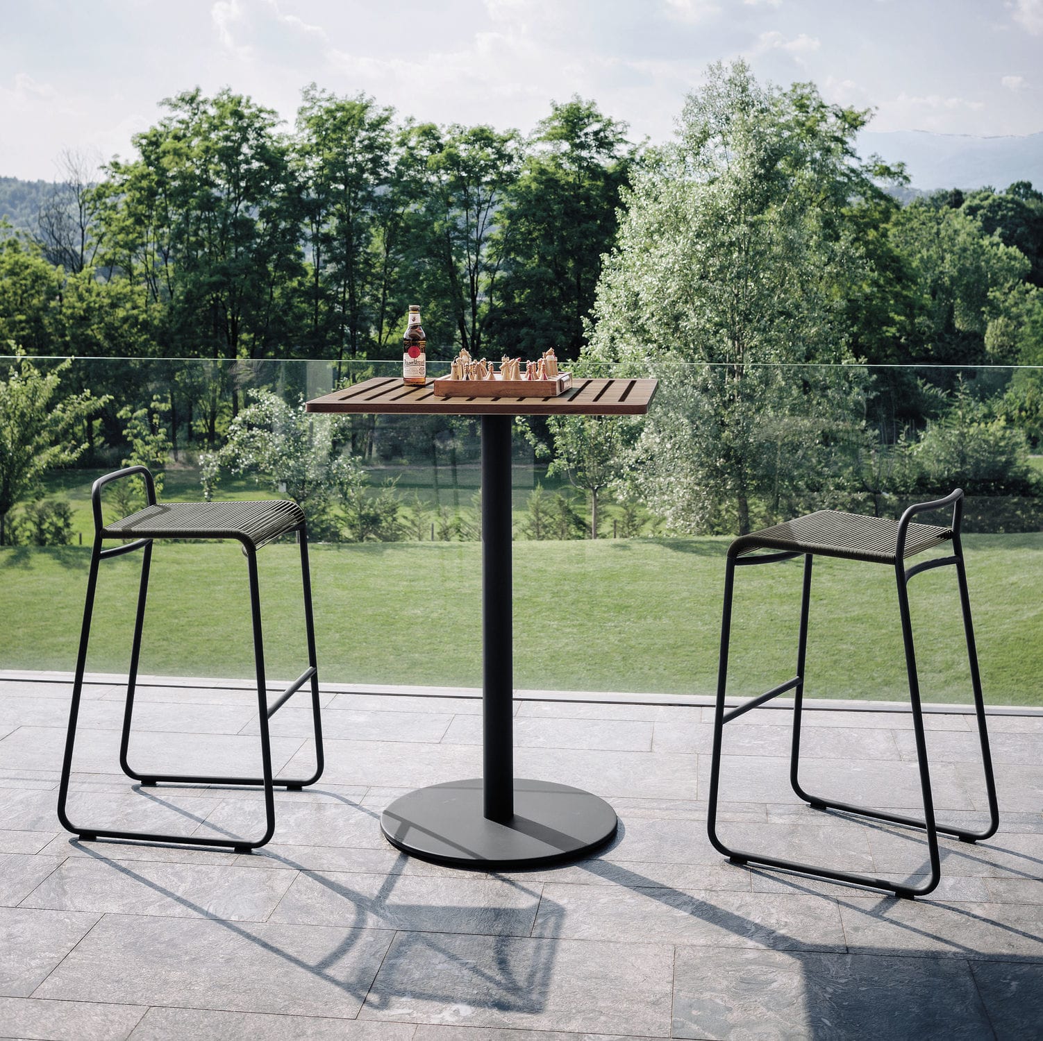 Contemporary high bar table - BUTTON 101 - RODA - teak / lacquered ...