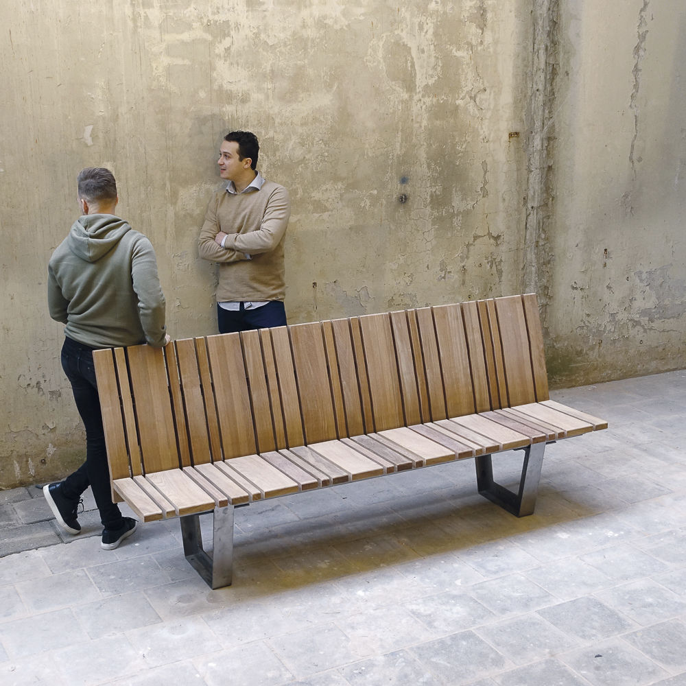 Contemporary public bench - HIGHLIFE III - Streetlife - hardwood ...