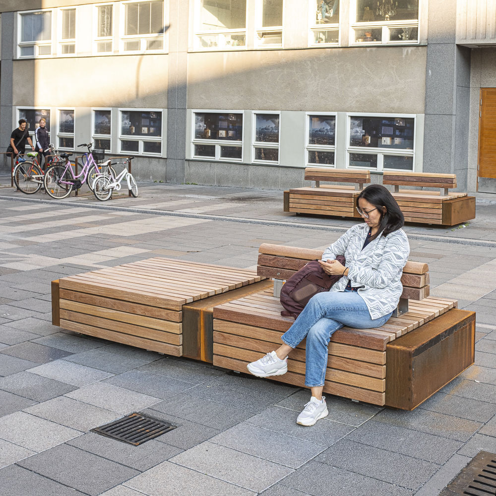 Contemporary public bench - SOLID SEAT BLOCKS - Streetlife - wooden ...